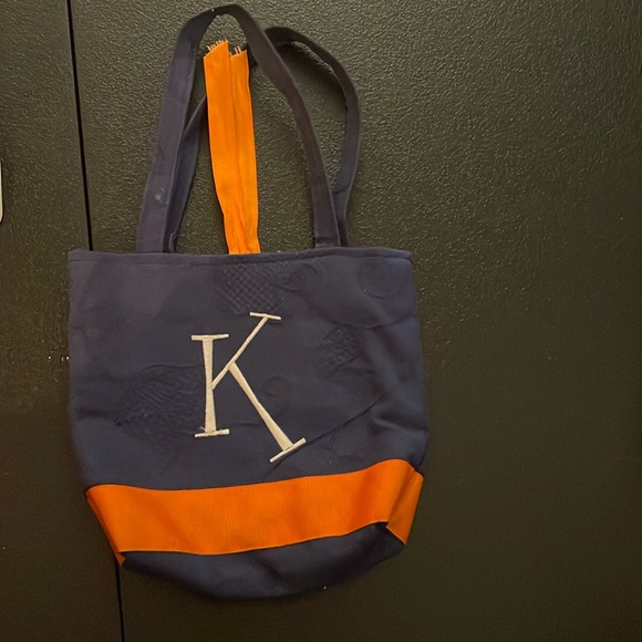 Bags | Small Monogrammed Bag Orange And Navy Blue | Poshmark